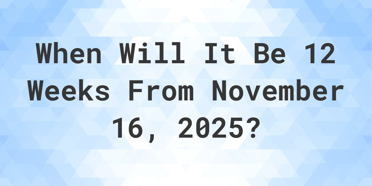 What is 12 Weeks From November 16, 2025? - Calculatio