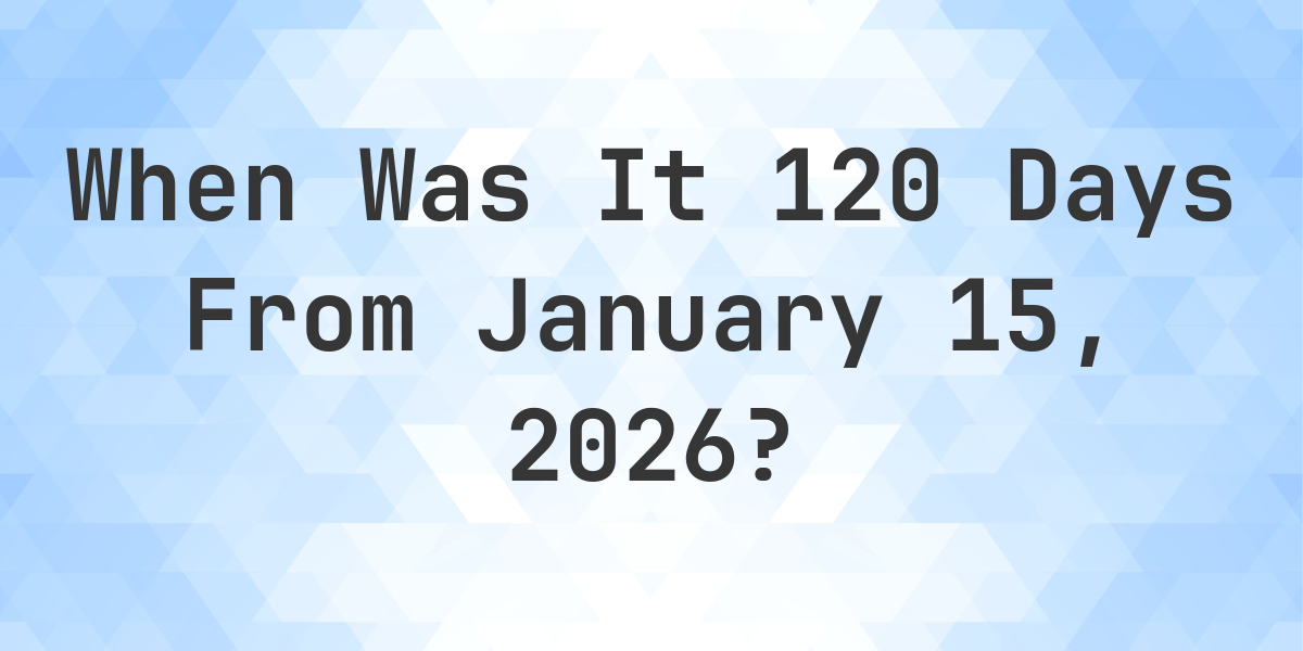 What Day Was It 120 Days From January 15, 2026? - Calculatio
