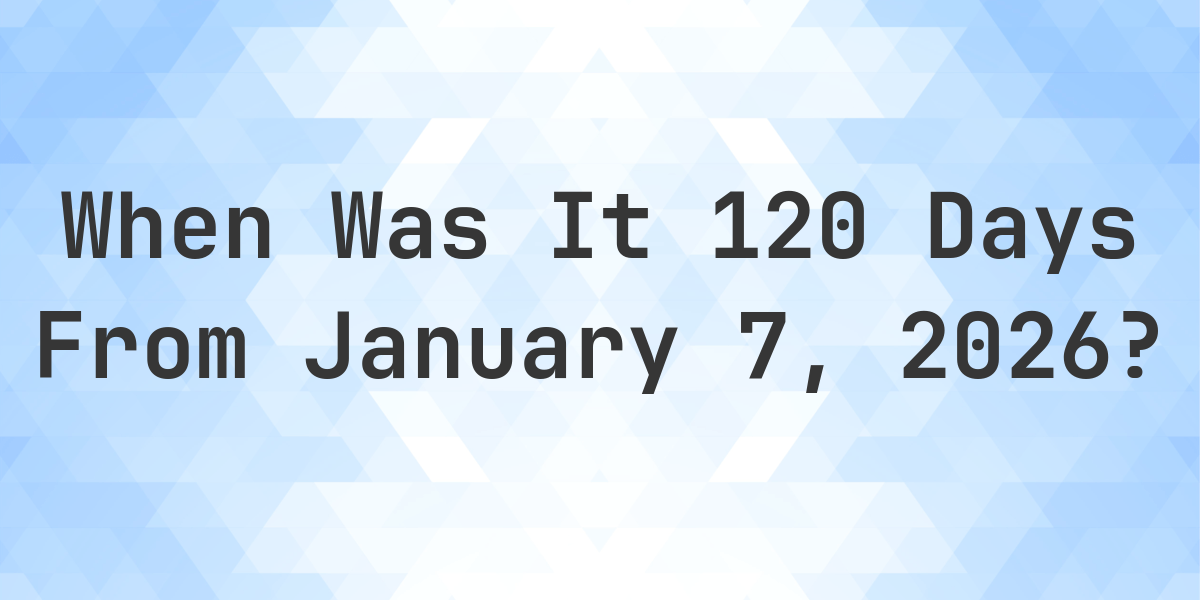 What Day Was It 120 Days From January 7, 2026? - Calculatio
