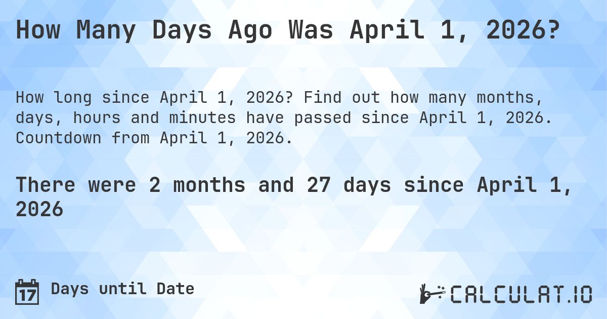 How Many Days Until April 1 2026 Calculatio
