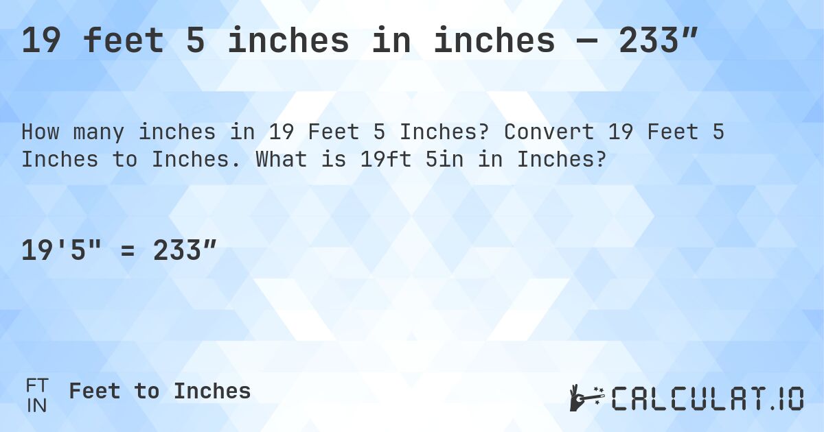 19 Feet 5 Inches In Inches Calculatio