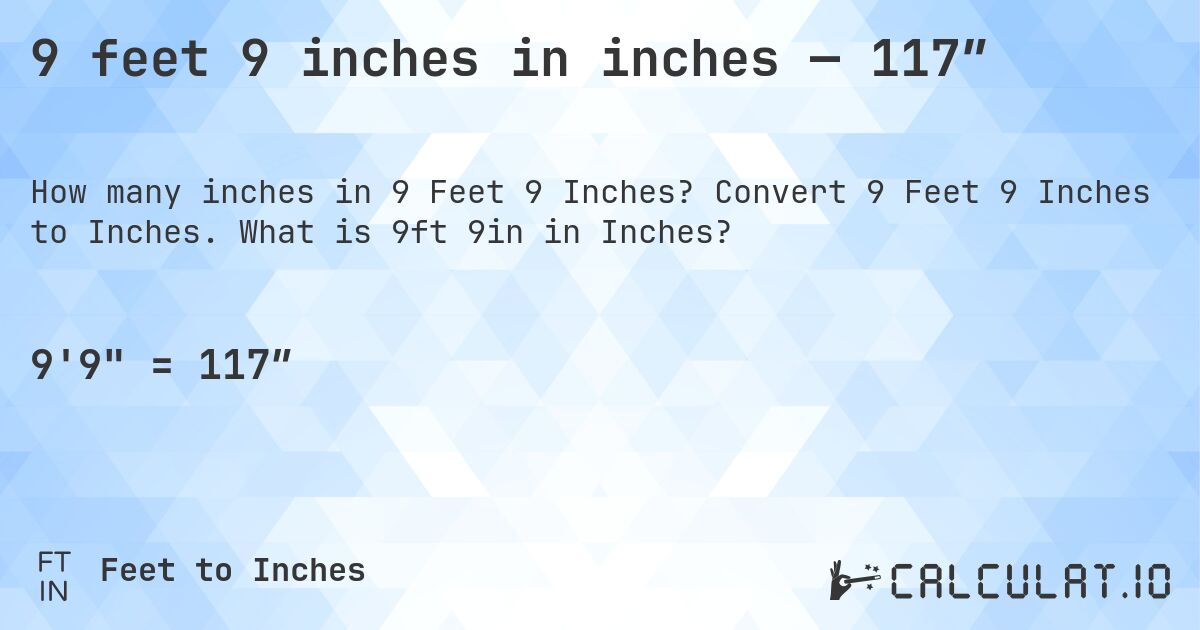 9 Feet 9 Inches In Inches Calculatio