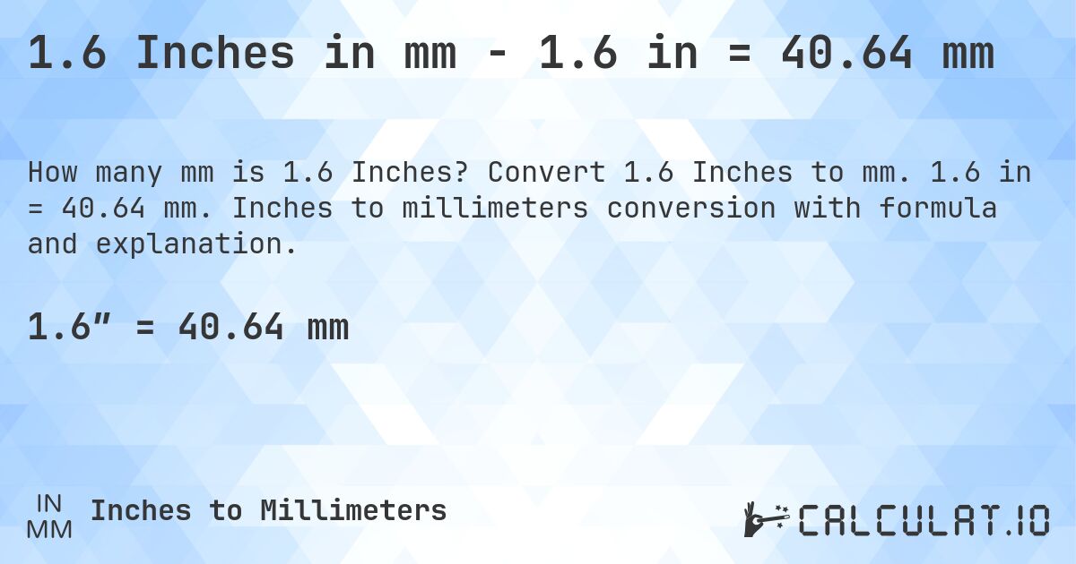 1 6 Inches In Mm Calculatio 1 6 Inches In Mm Calculatio