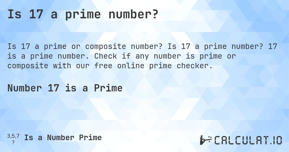 Is 17 A Prime Number Calculatio