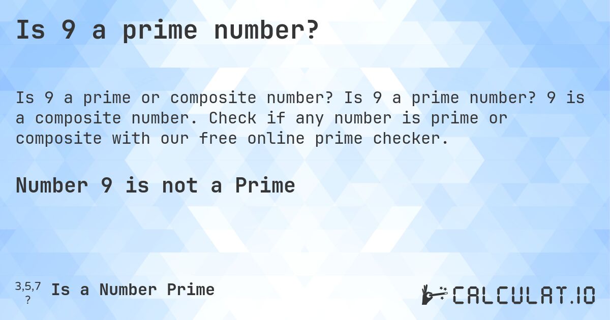 Is 9 A Prime Number Calculatio