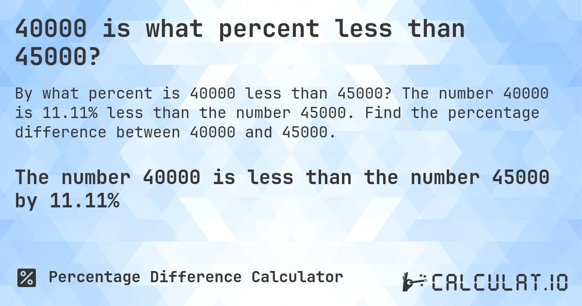 40000 Is What Percent Less Than 45000 Calculatio 40000 Is What Percent Less Than 45000 Calculatio
