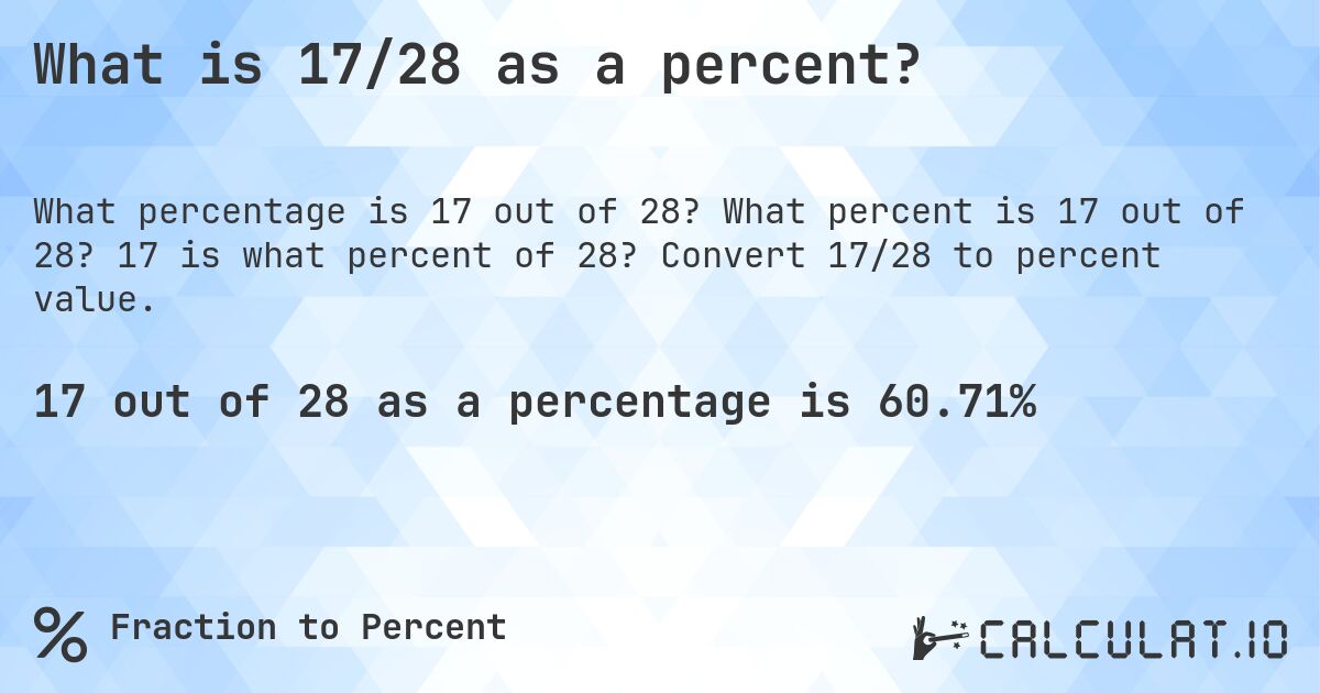 What Is 17 28 As A Percent Calculatio