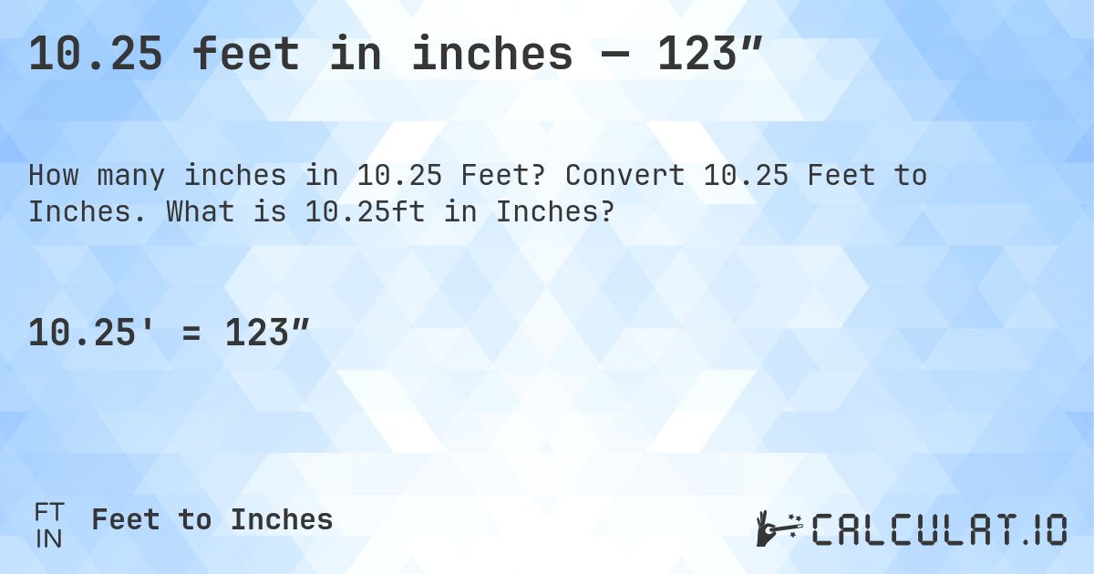 10 25 Feet In Inches Convert