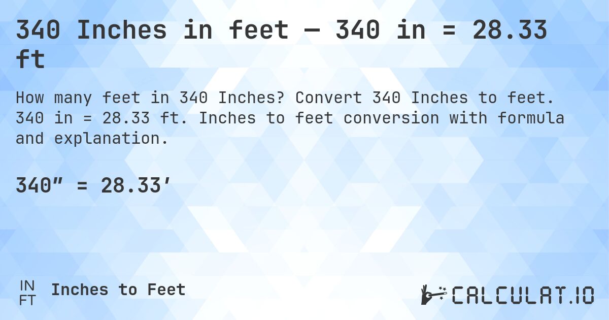 340 Inches In Feet Convert