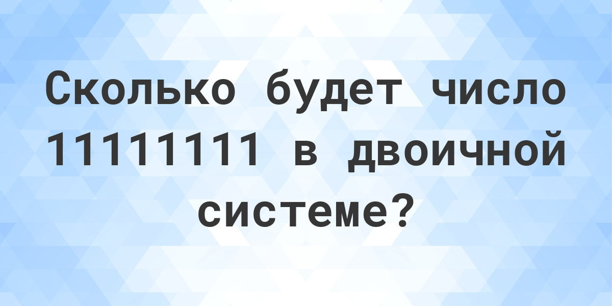 11111111 в двоичной системе - Calculatio